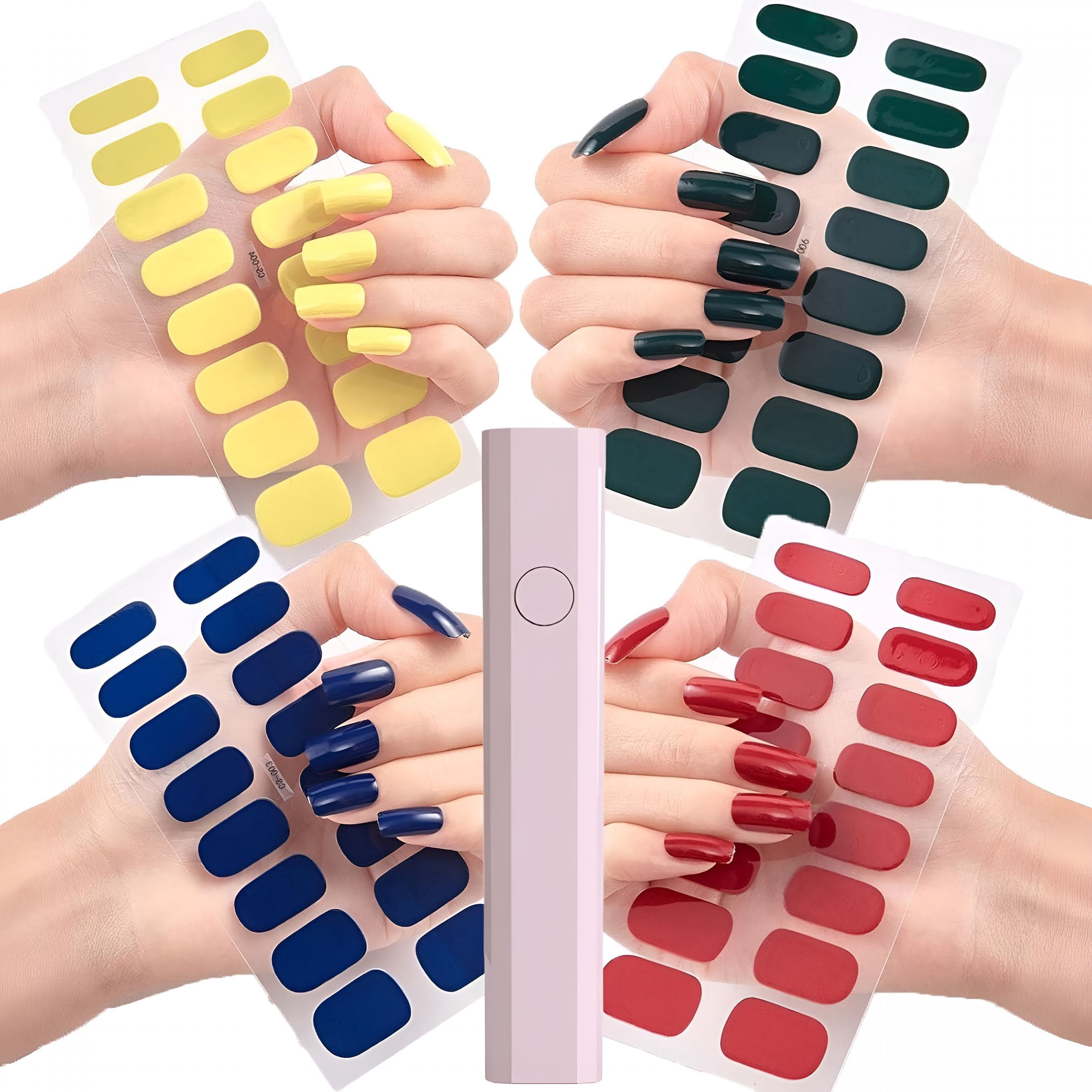 RAGUPEL 2026 New 4Pcs Gel Nail Sticker Kit with Uv Light,Semicured Gel ...