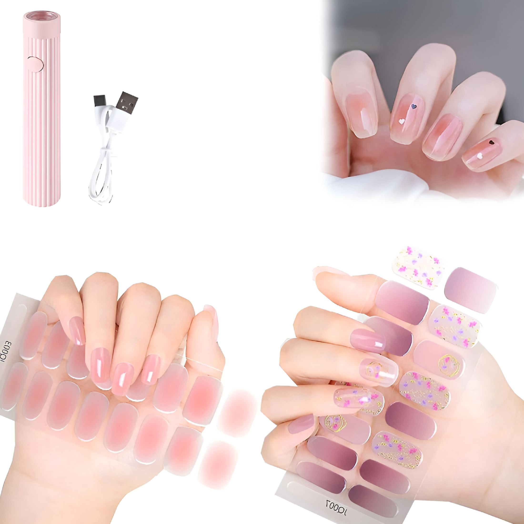RAGUPEL 2026 New Gel Nail Stickers with Uv Light Kit, Gel Nail Stickers ...