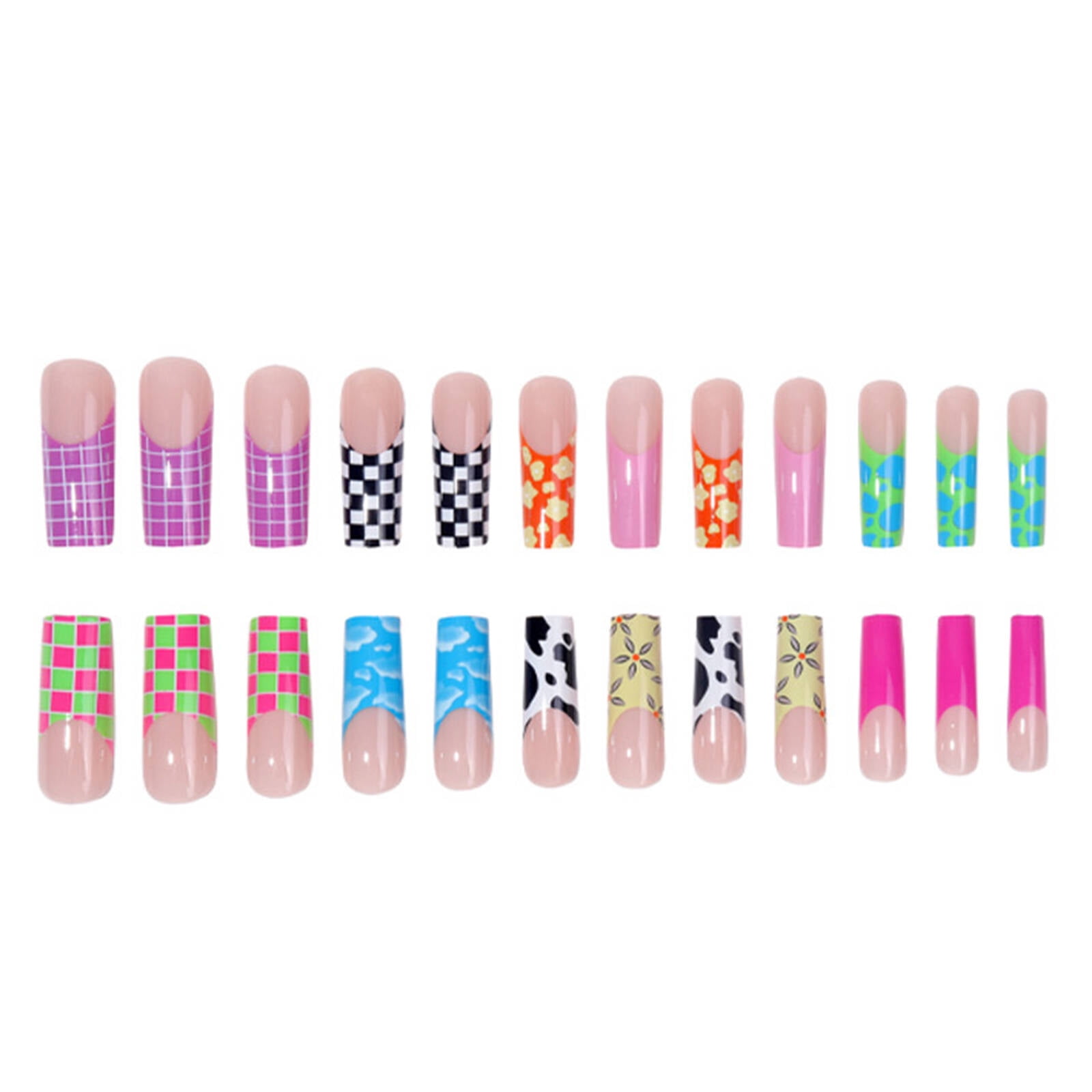RAGUPEL 24 Pcs Acrylic Press on Nails Instant Application French Tip ...