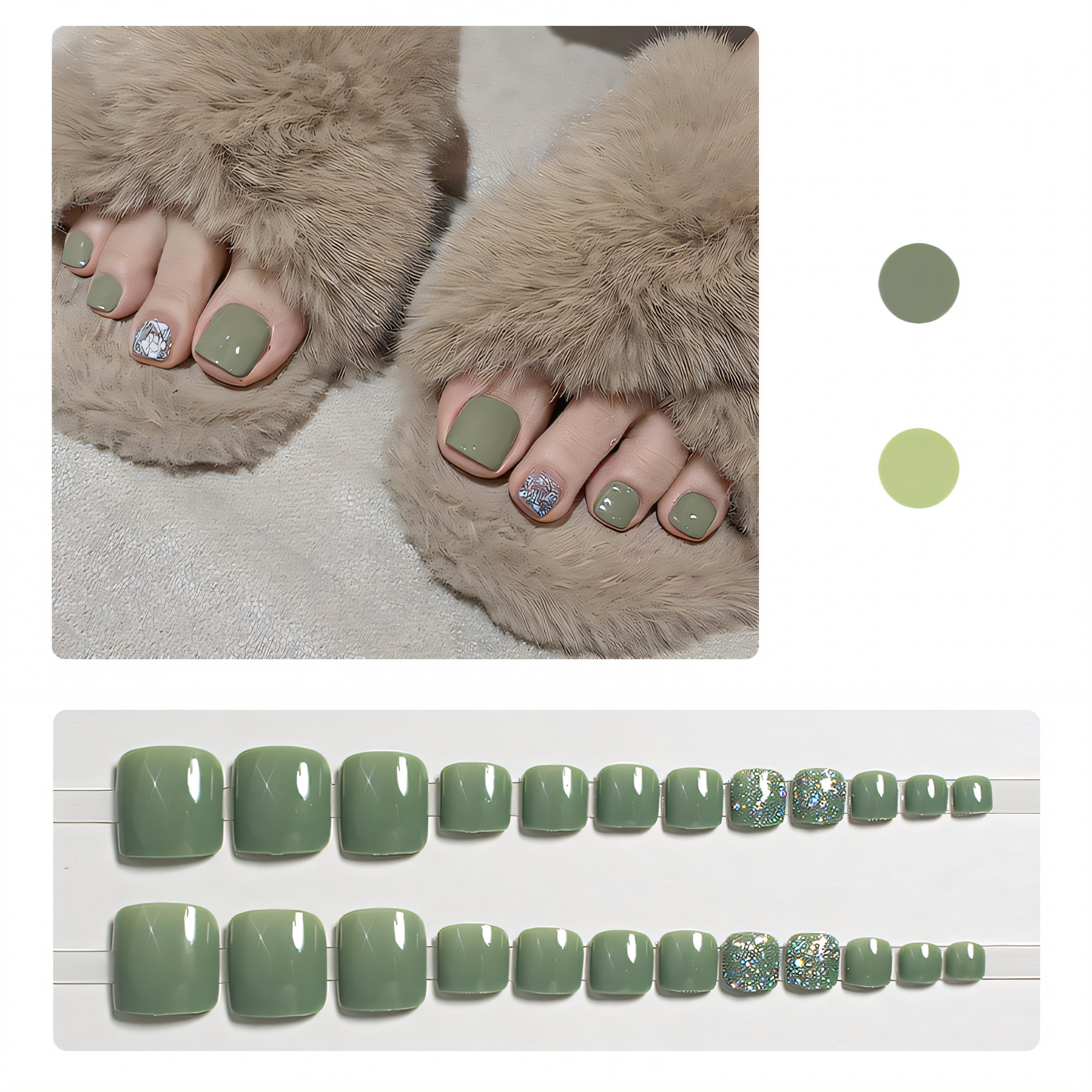 RAGUPEL 24Pcs Toe Press on Nails Square Short Clean Cut Edge Press on ...