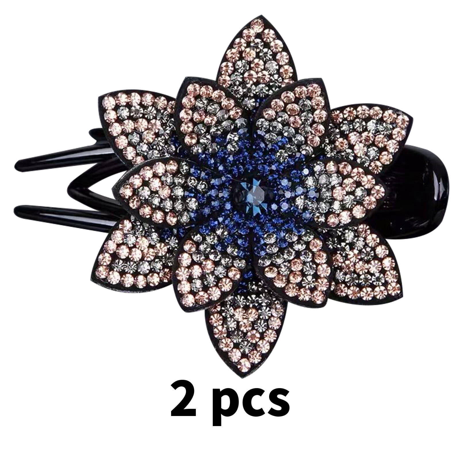RAGUPEL 2Pcs Hair Clips,Exquisite Rhinestone Flower Design Hair Clips ...