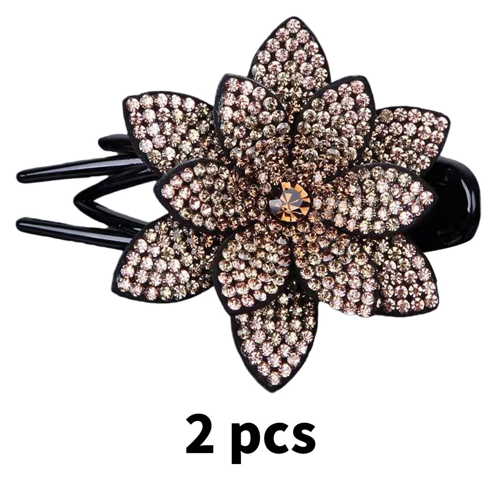 RAGUPEL 2Pcs Hair Clips,Exquisite Rhinestone Flower Design Hair Clips ...