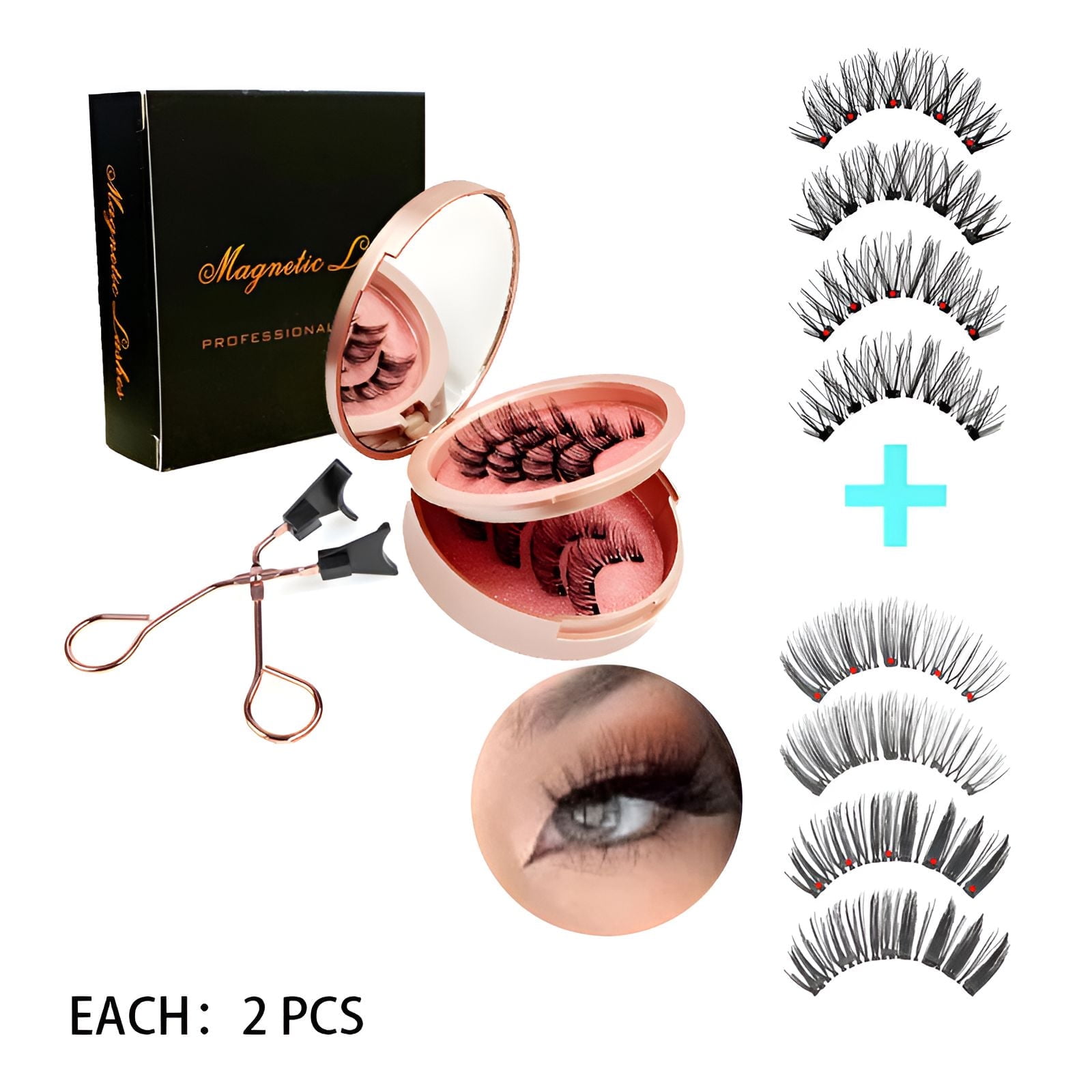 RAGUPEL 2Pcs Magnetic Eyelashes,Pestanas Postizas Naturales Reusable ...