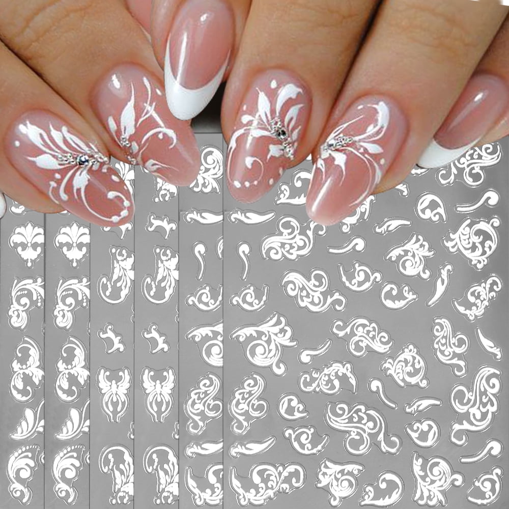 RAGUPEL 3-Pack 5D Embossed Floral Nail Stickers, Bohemian Totem, DIY ...
