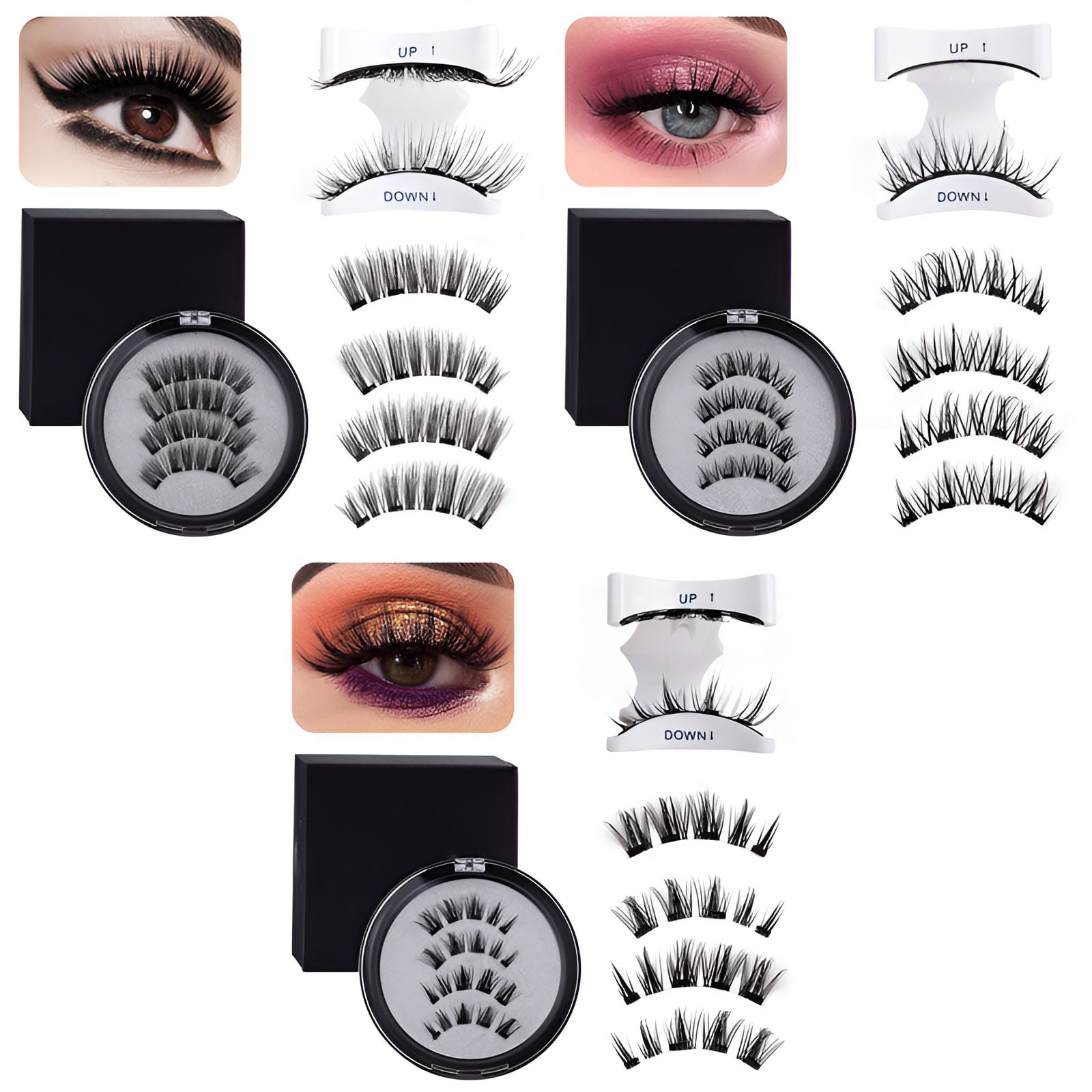 RAGUPEL 3Pcs Magnetic Eyelashes,Check Effect Anytime Magnetic Lashes ...