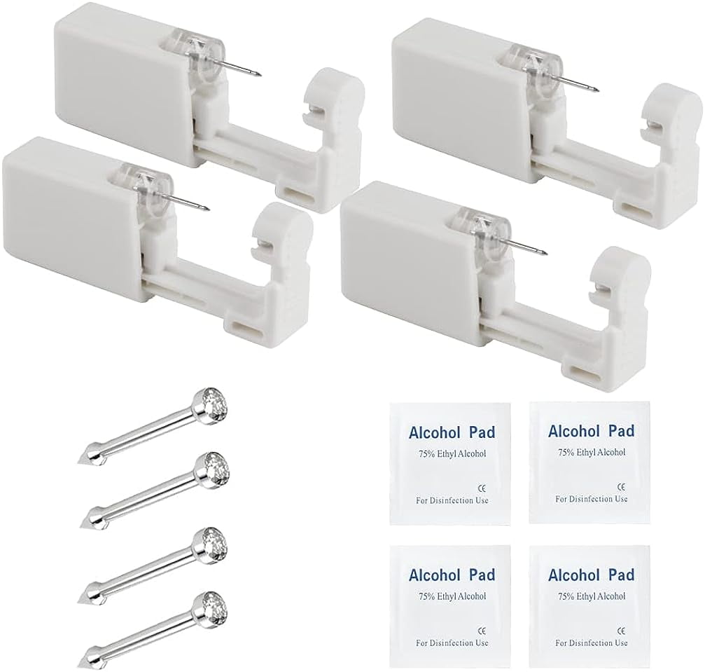 RAGUPEL 4 Pcs Ear Piercing Kit,Disposable Piercing Kit with Surgical ...