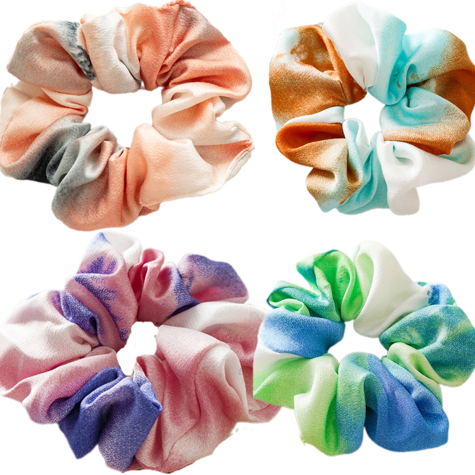 RAGUPEL 4 Pcs Scrunchies,Vibrant Tie-Dye and Elastic Stretch Hair ...