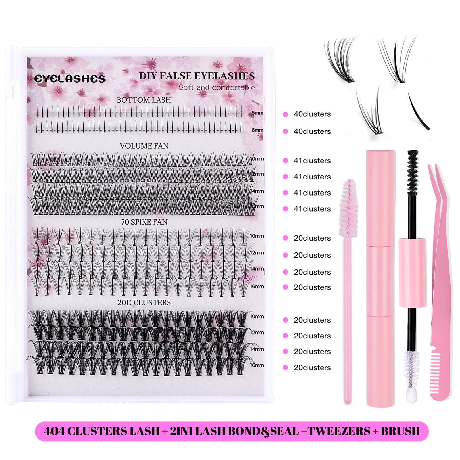 RAGUPEL 404 Pcs Lash Clusters Reusable Single Cluster False Eyelashes ...