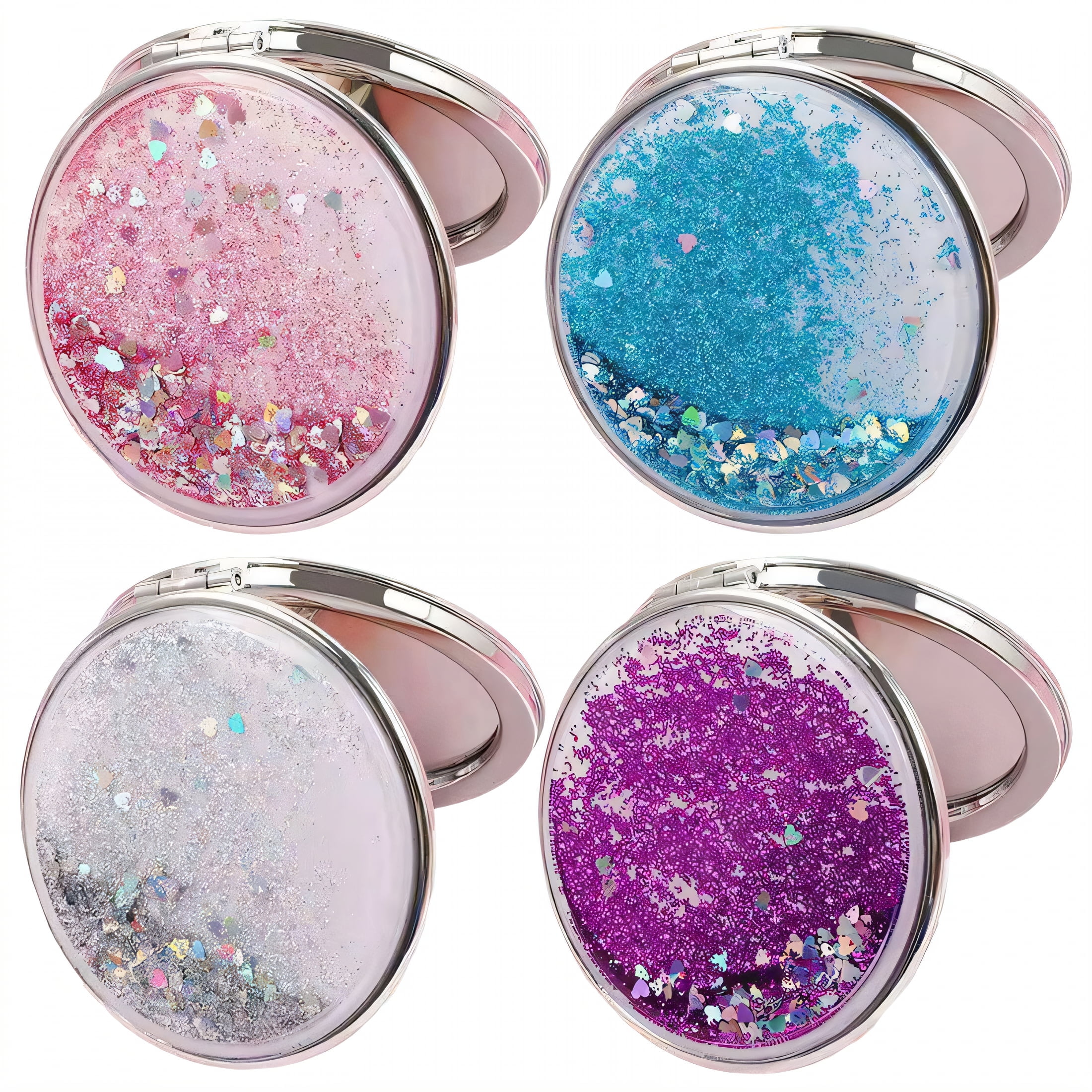 RAGUPEL 4Pcs Hand Mirror Beautiful Liquid Sand Hand Mirrors with Handle ...