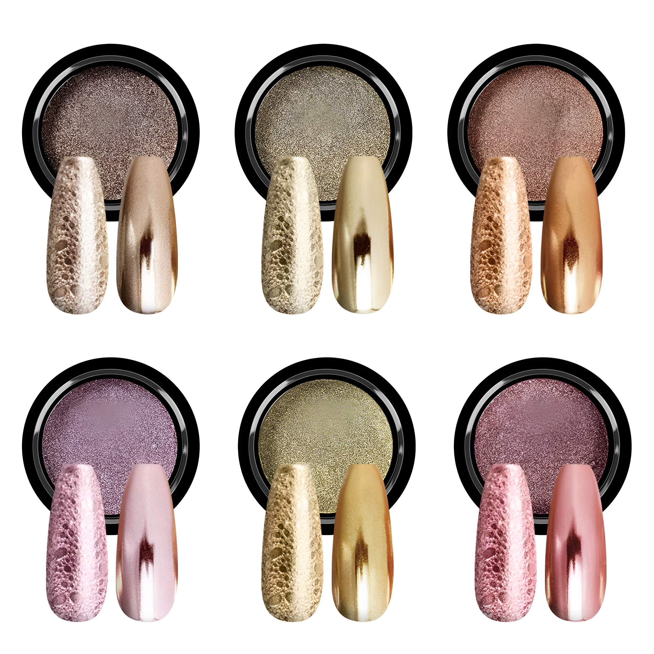 RAGUPEL 6 PCS Chrome Nail Powder, Gold Chrome Nail Powder Mirror Effect ...