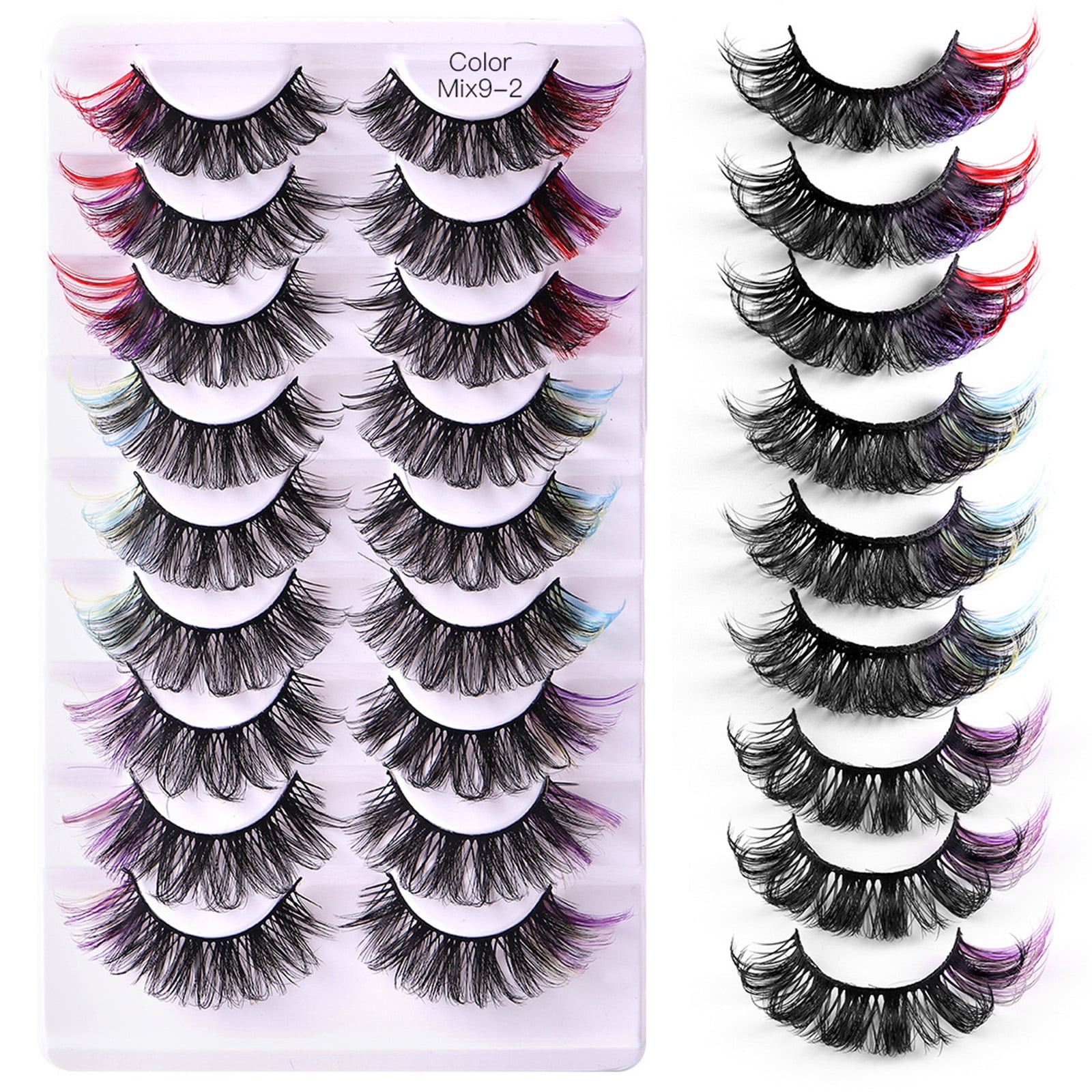 RAGUPEL 9 Pairs Lash Clusters 3D Thick Colorful Cat Eye Eyelashes ...