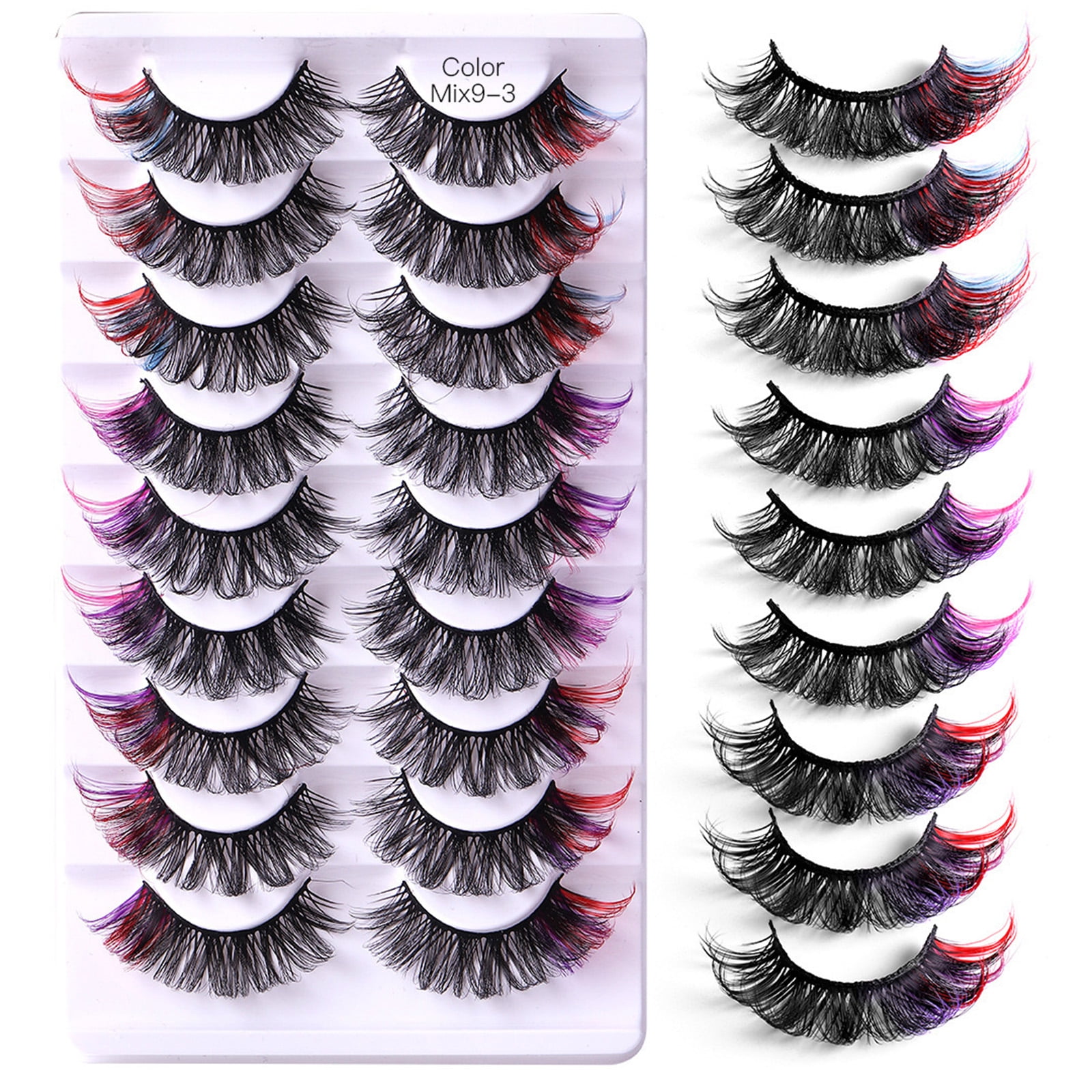RAGUPEL 9 Pairs Lash Clusters 3D Thick Colorful Cat Eye Eyelashes ...