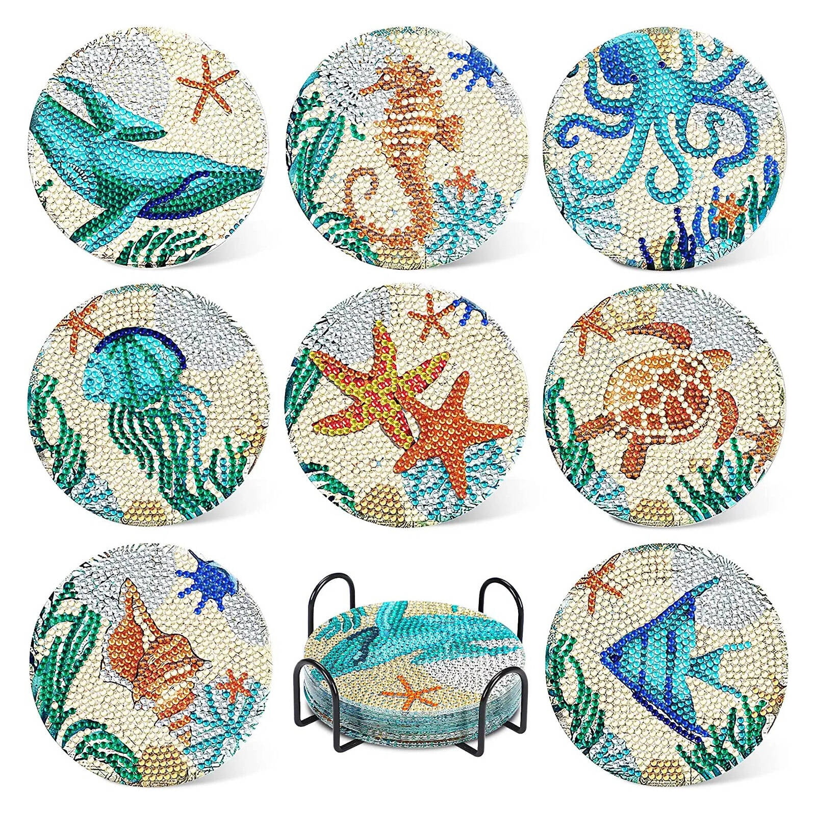 RAGUPEL DIY Coaster Rhinestone-Strong Stick Diamond Painting Coaster ...