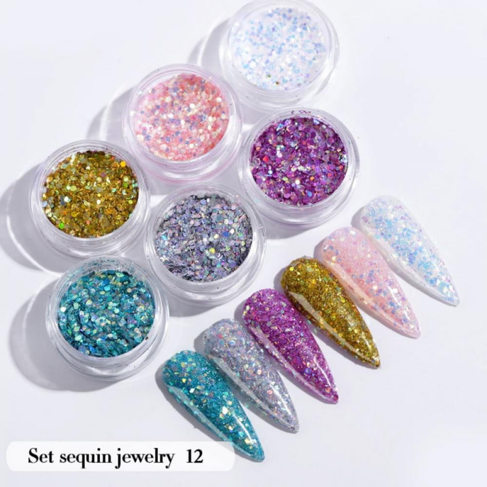 RAGUPEL Dip Powder Nail Kit- 6 Colors Glitter Sparkle Nail Powders ...