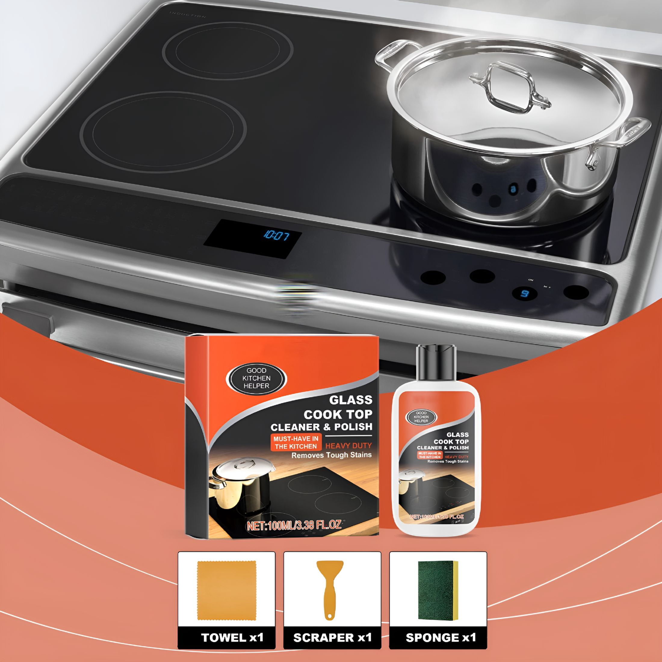 RAGUPEL Glass Stove Top Cleaner Kit Glass Cooktop Cleaner Non-Abrasive ...