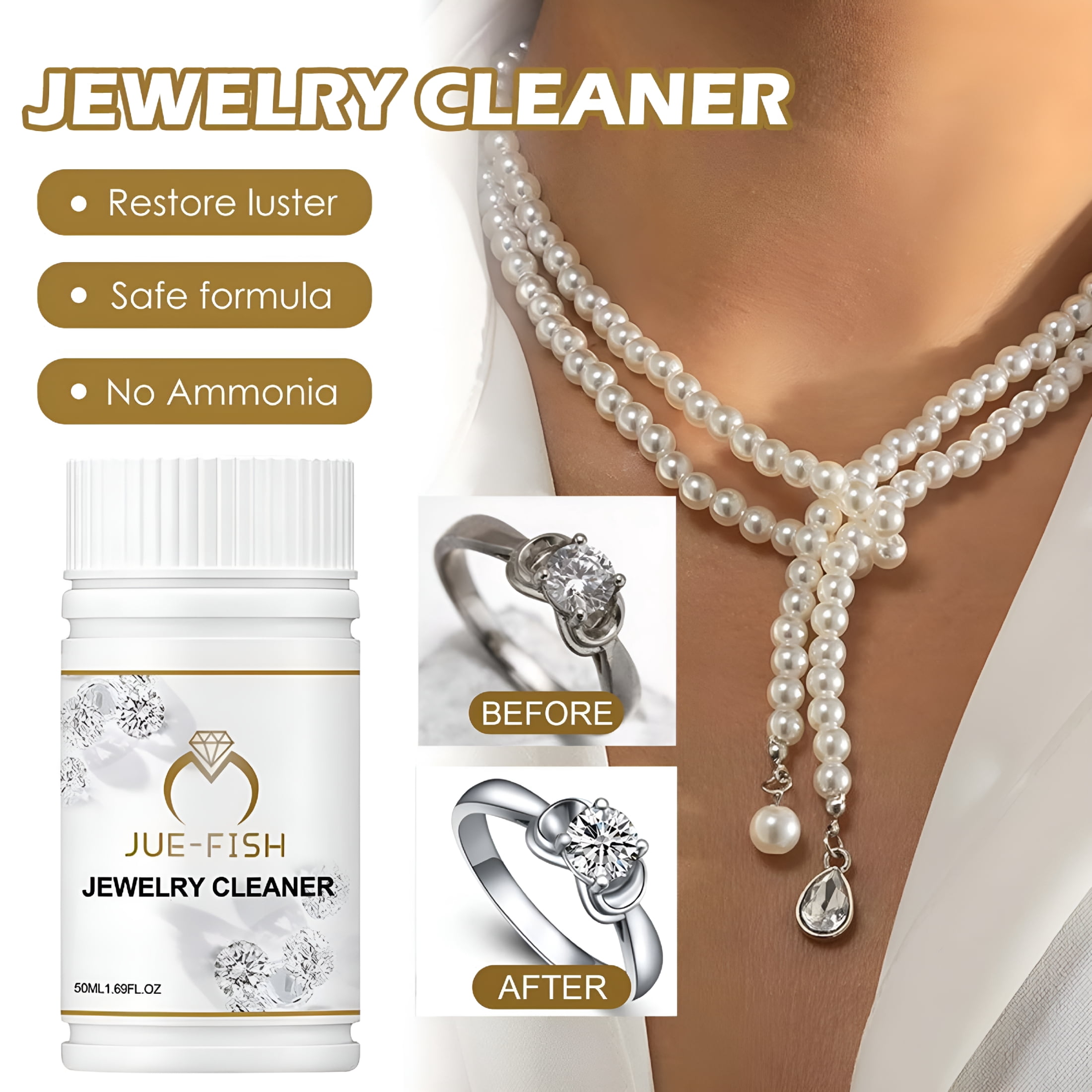 RAGUPEL Jewelry Cleaning Solution, 50Ml Metal and Diamond Cleaner for ...