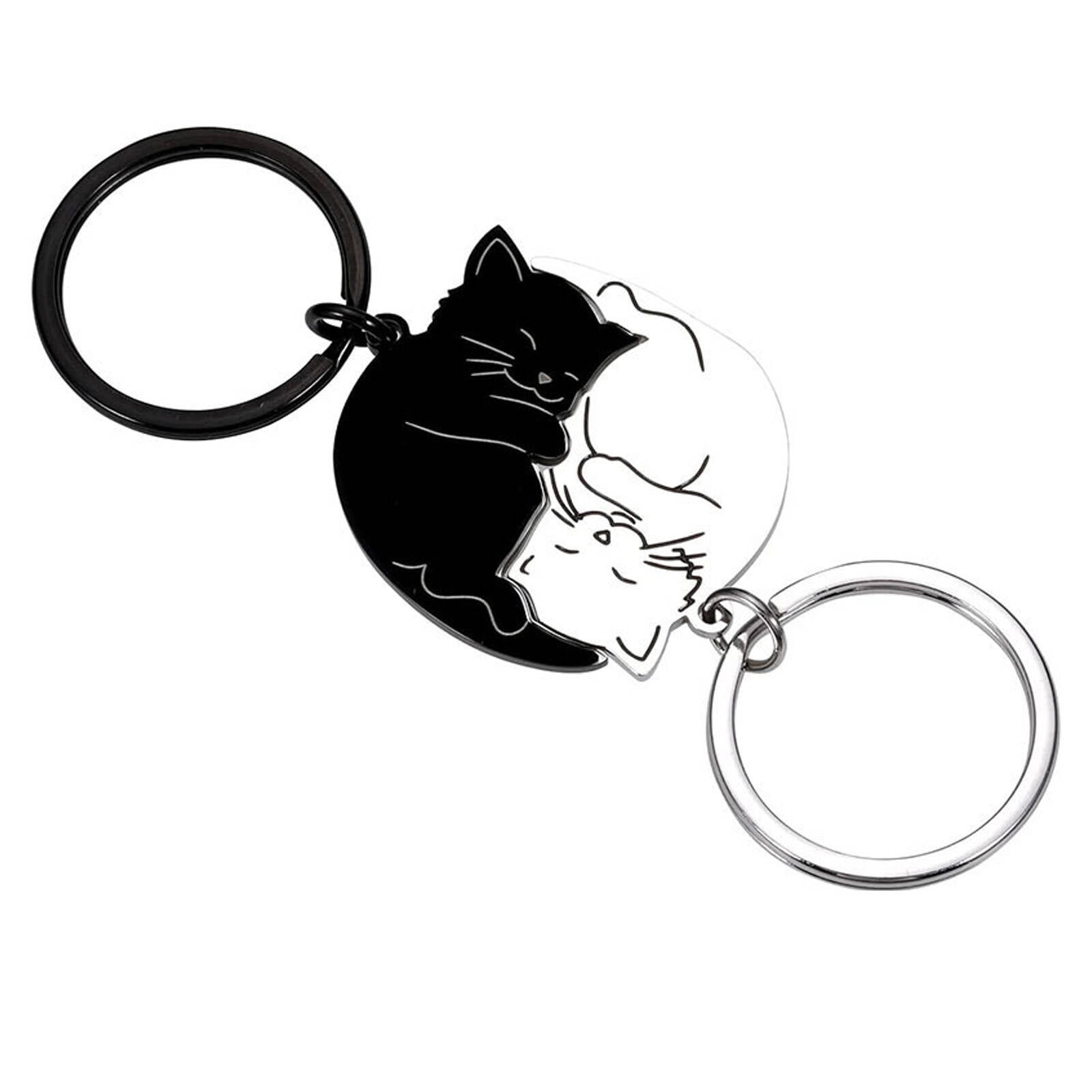 RAGUPEL Key Holder, Black & White Cat Keychains Key Rings, Cute ...