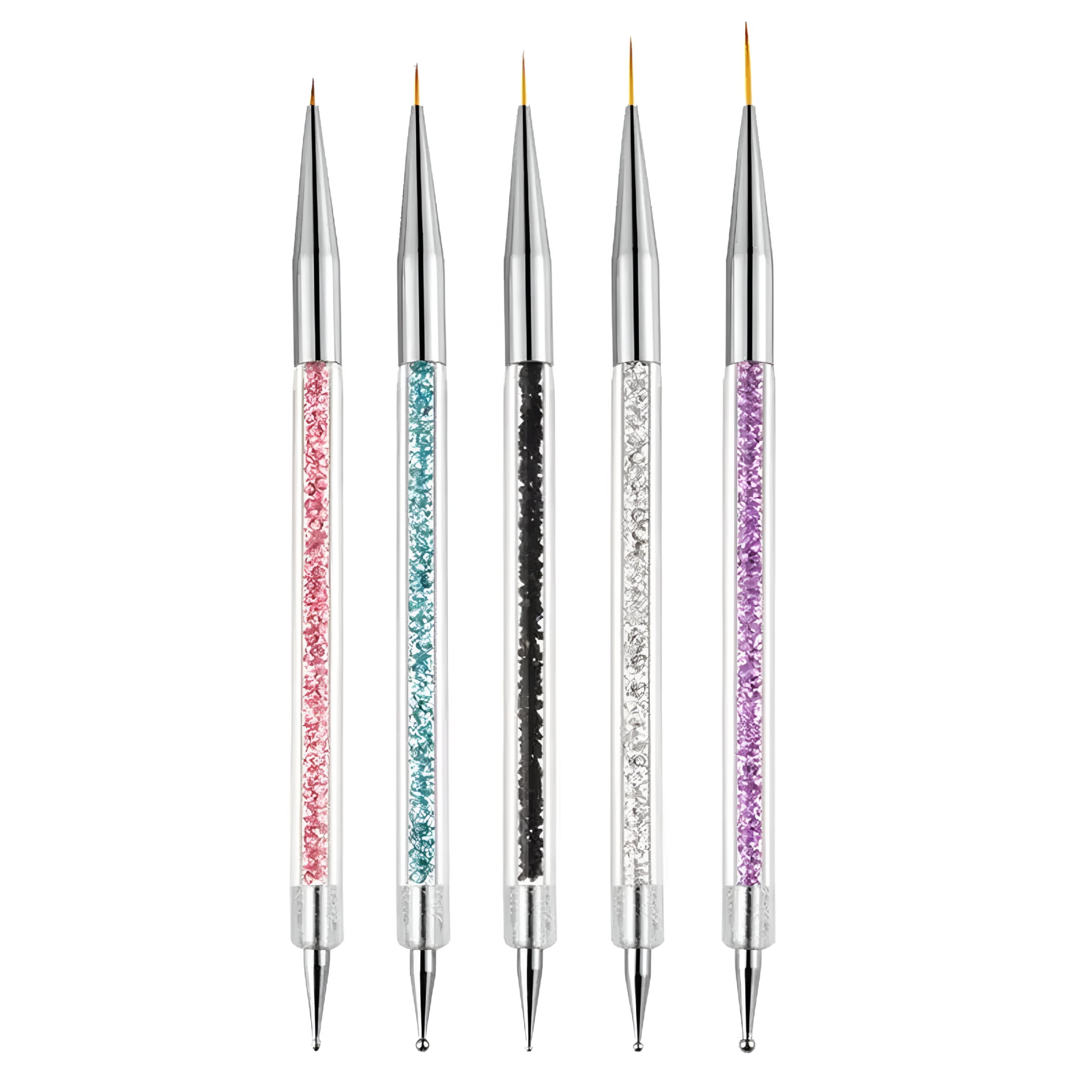 RAGUPEL Nail Art Brushes,5Pcs Double-Ended Acrylic Nail Brush Set with ...