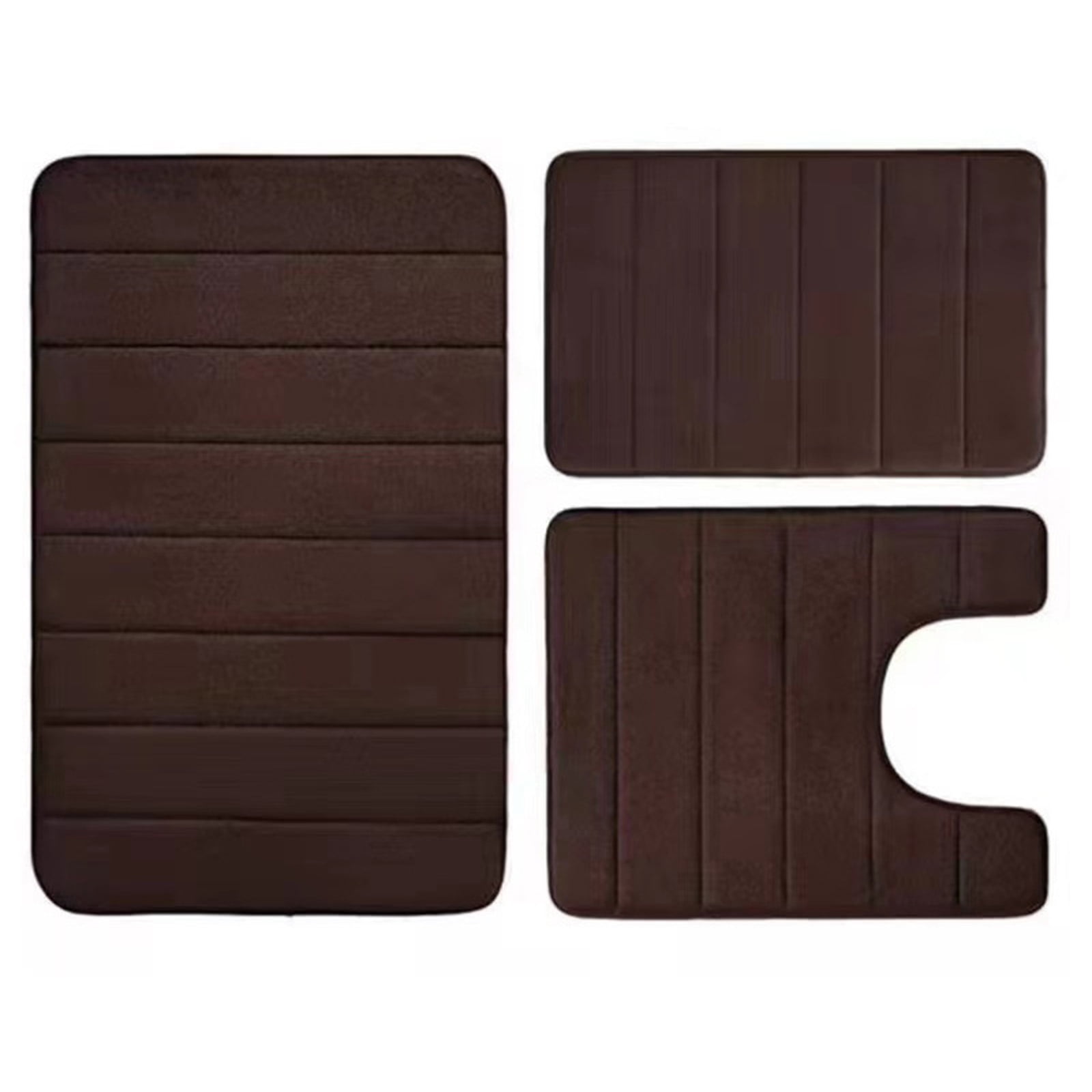 RAGUPEL Quilted Brown Bathroom Rugs Set,Absorbent Bathroom Rugs,Non ...