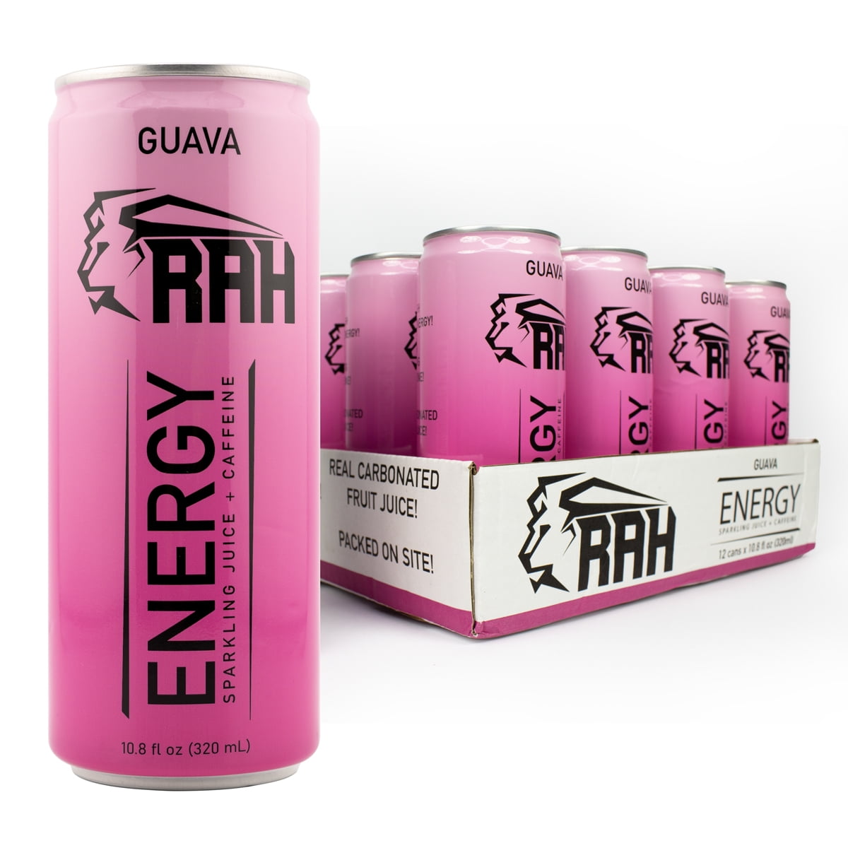 RAH Energy Drink, Guava, Sparkling Juice + Caffeine 10.8fl oz Can (12 ...
