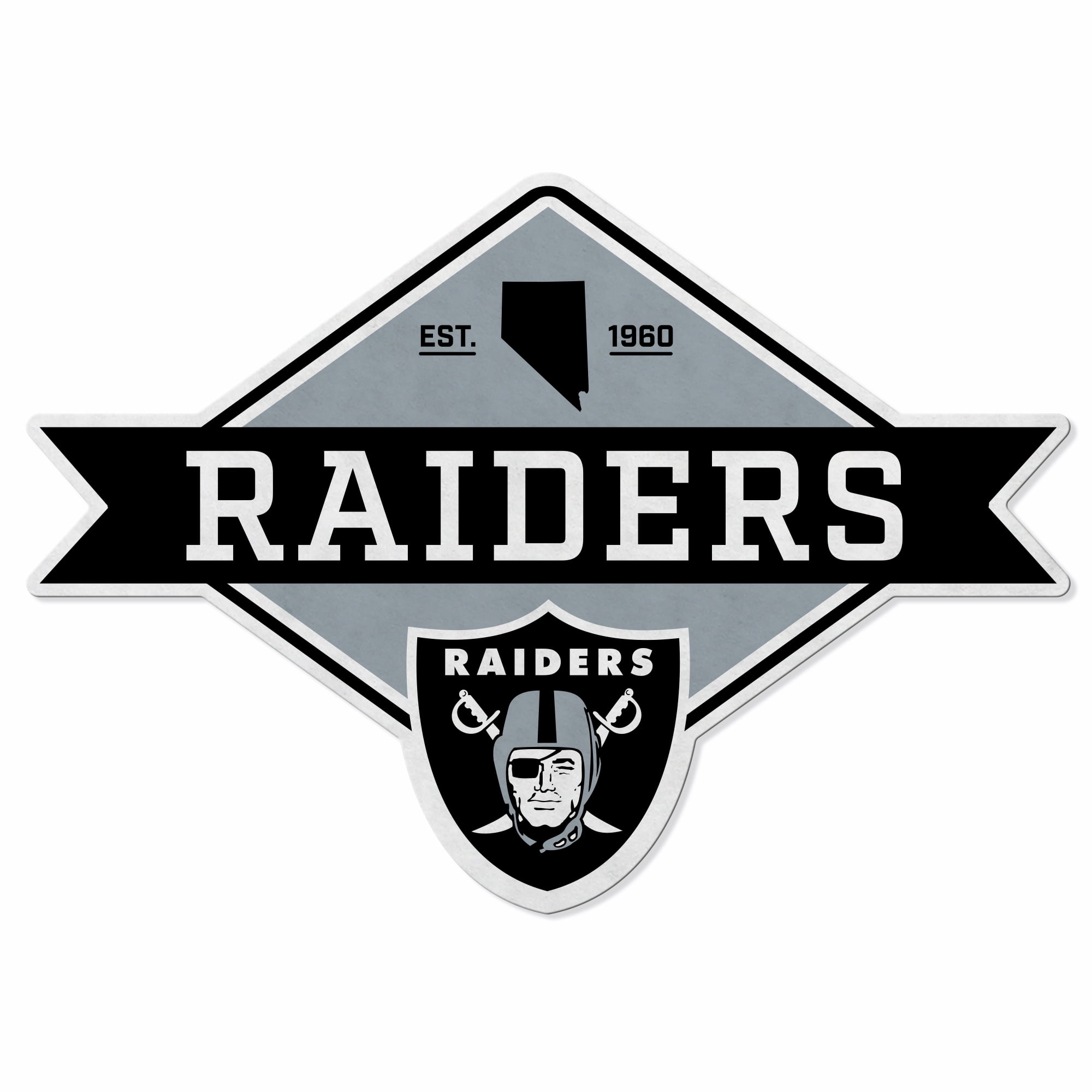 RAIDERS SHAPE CUT LOGO WITH HEADER CARD - DIAMOND DESIGN - Walmart.com