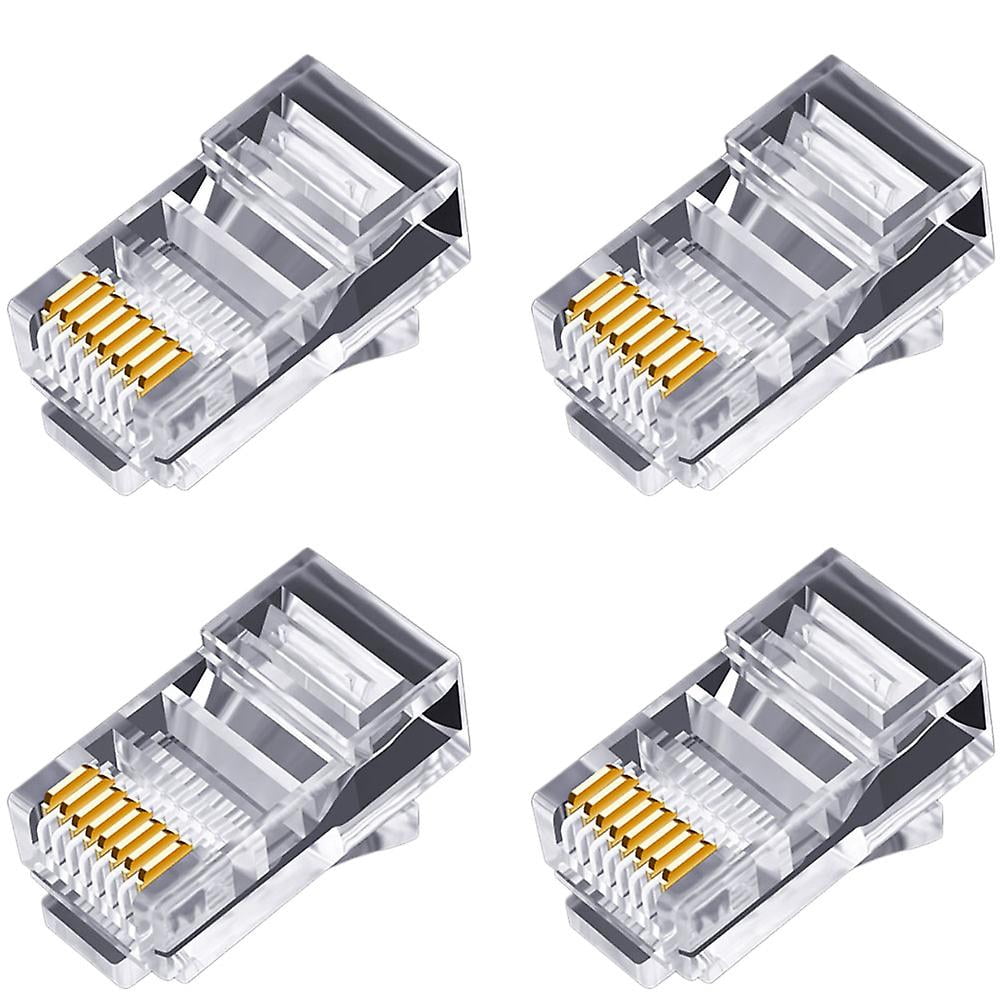 RAIN 100Pcs RJ45 Connector 6U Gold Plated Pass Through Ethernet Cables ...
