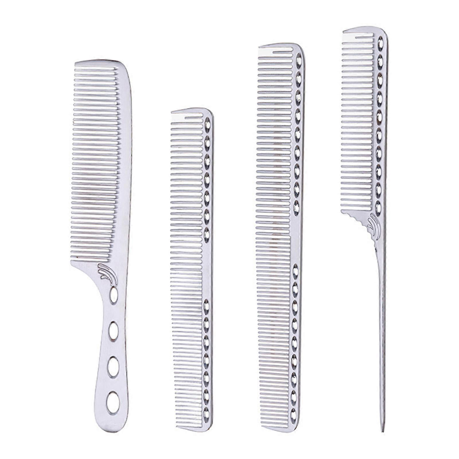 RAIN 4Pcs Aluminum Hair Combs Set: Long Cutting Comb,Short Styling Comb ...