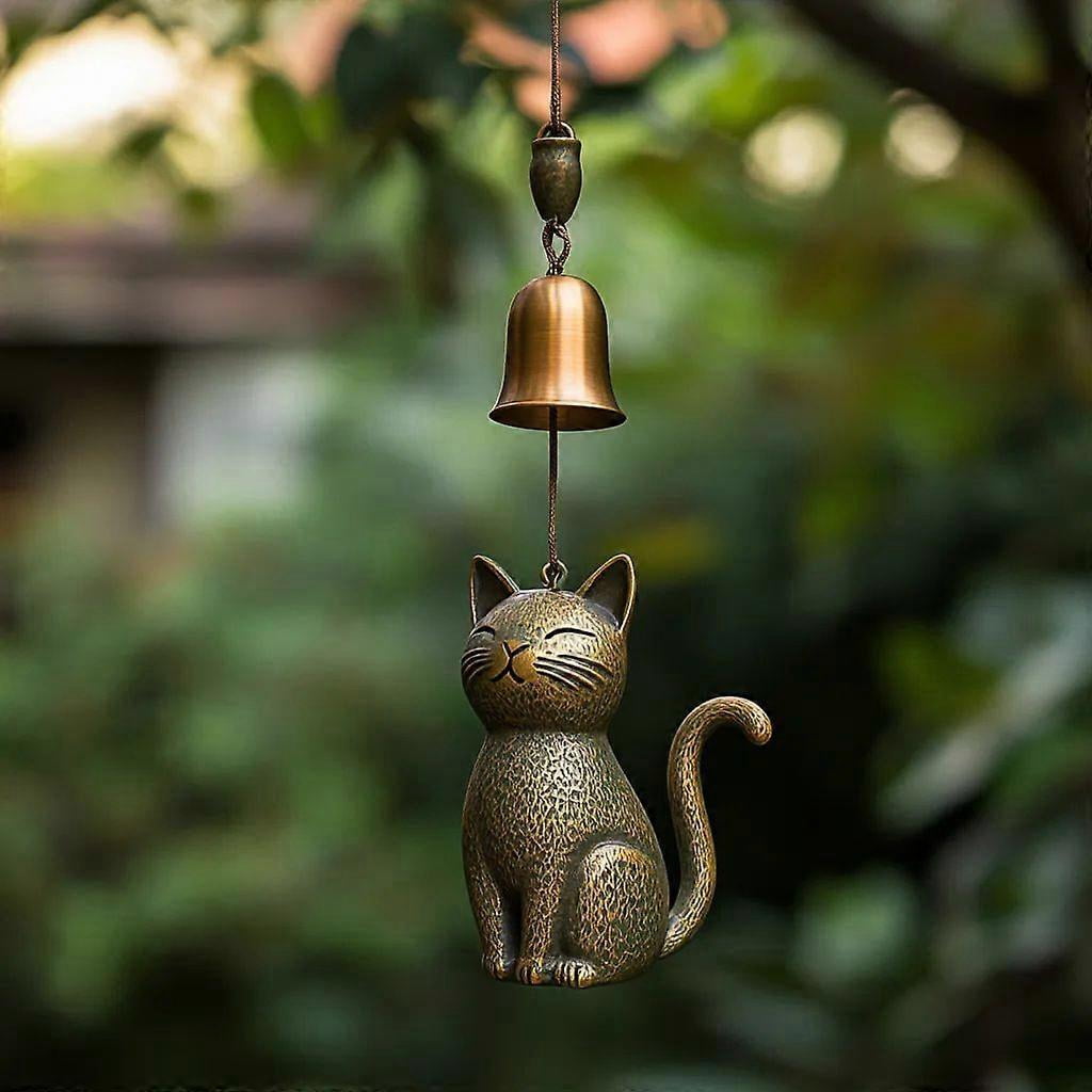 RAIN Cat Wind Chime Unique Cat Garden Decor Outdoor Cat Statue Themed ...