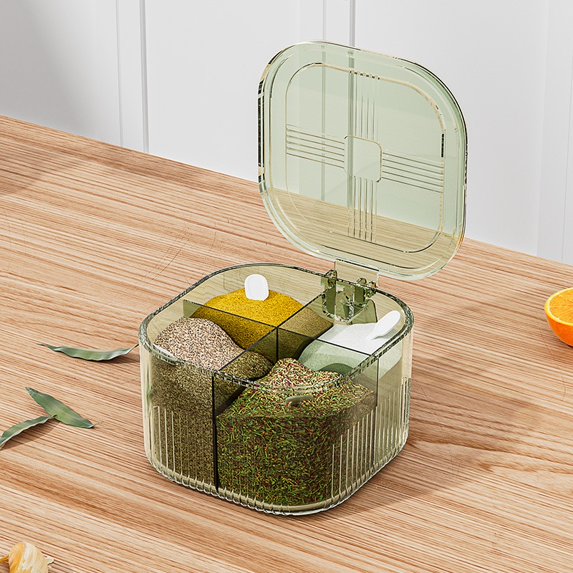 RAIN Household Kitchen Clear Plastic Spice Storage Box with Rectangle ...