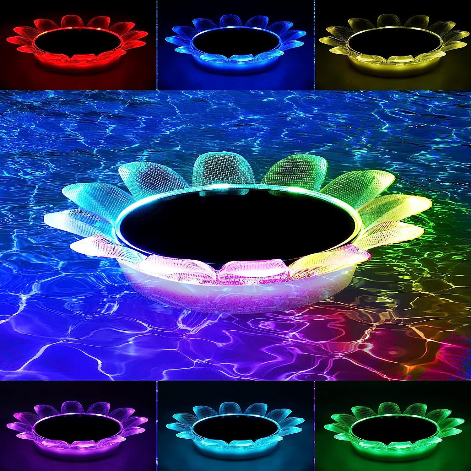 RAIN Solar Powered Floating Pool Light Submersible RGB Color Changing ...