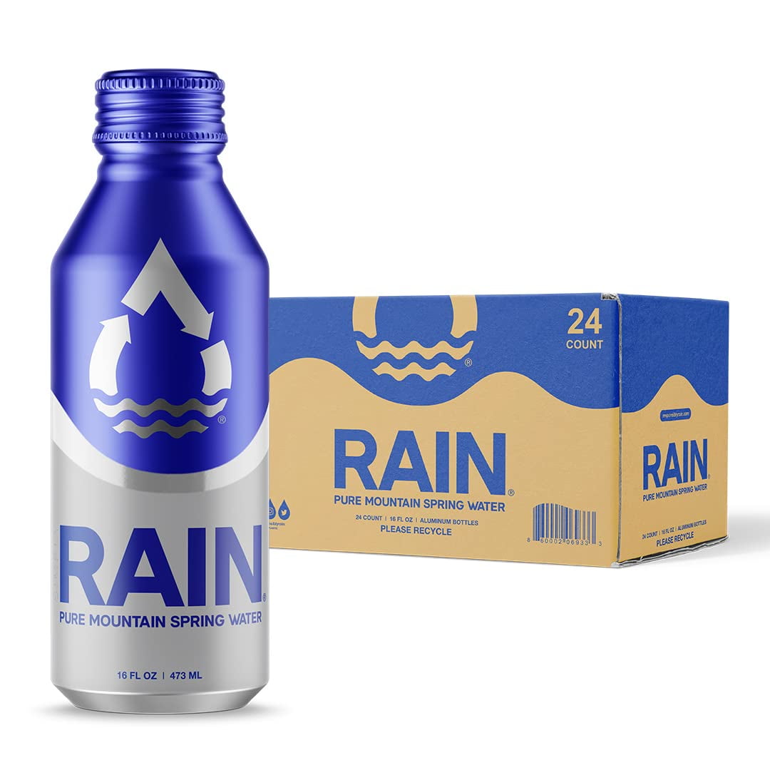 RAIN Spring Water, Bottled at Source, Aluminum Bottles, 16 Oz, Pack of ...
