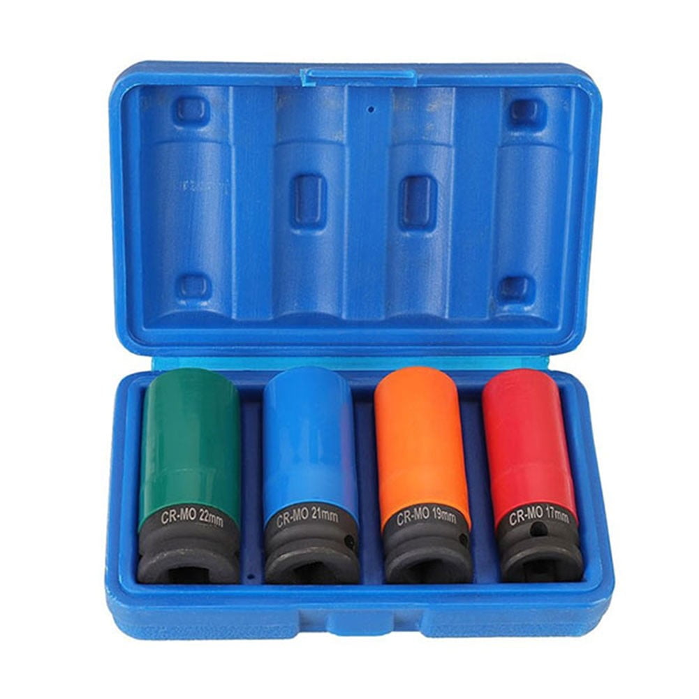 RAINB 1/2In Sleeve Wall Deep Nut Socket Set Alloy Wheel Car Garage ...