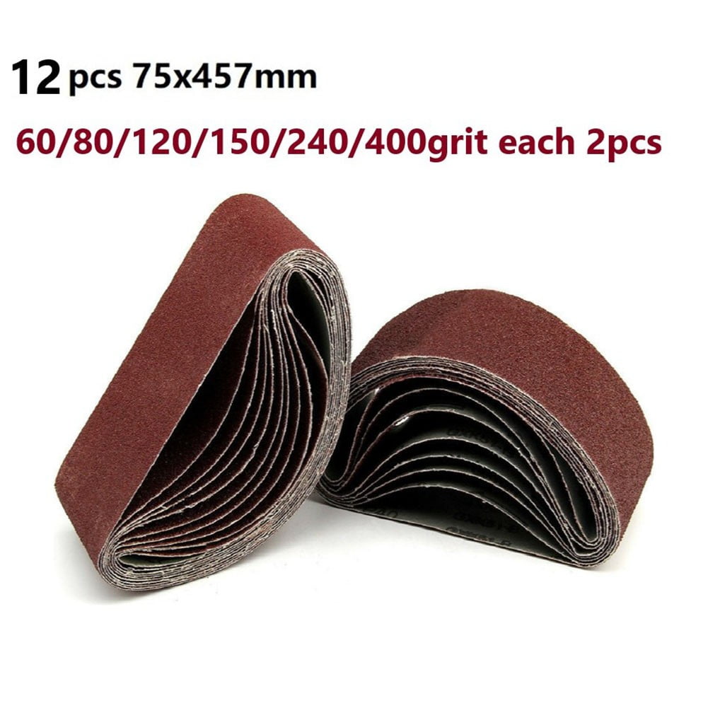 RAINB 12Pcs 75X457Mm Sanding Belts 60 80 120 150 240 400 Grit Belt ...