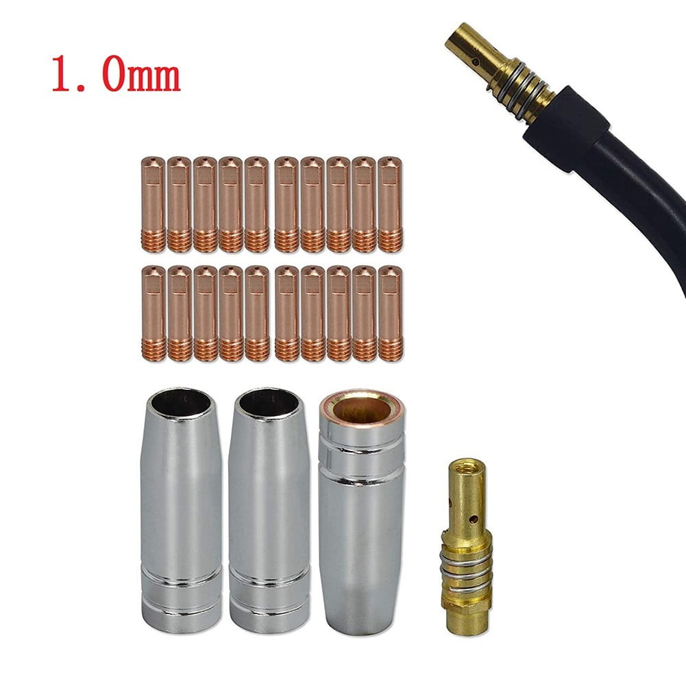 RAINB 24Pcs Mb15 Mig Consumables Kit Contact Tips Shroud Nozzle Holder Spares 1.0Mm - Walmart.com