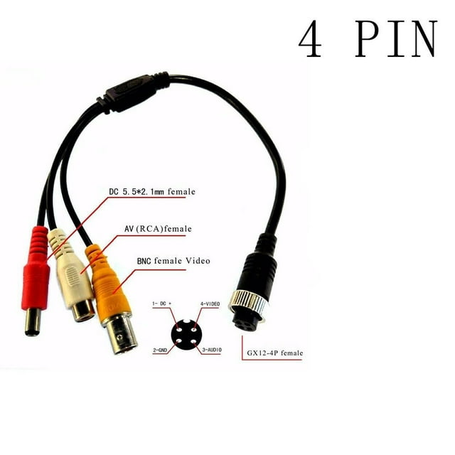 RAINB Cctv 4 Pin Aviation To Bnc Rca Cable with Video, Audio And Dc ...