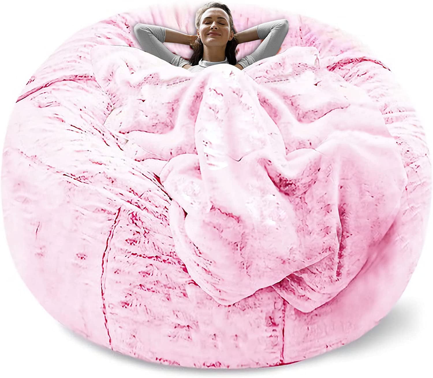 RAINBEAN Bean Bag Chair Cover Sofa Cover Plush Comfortable Casual Round ...