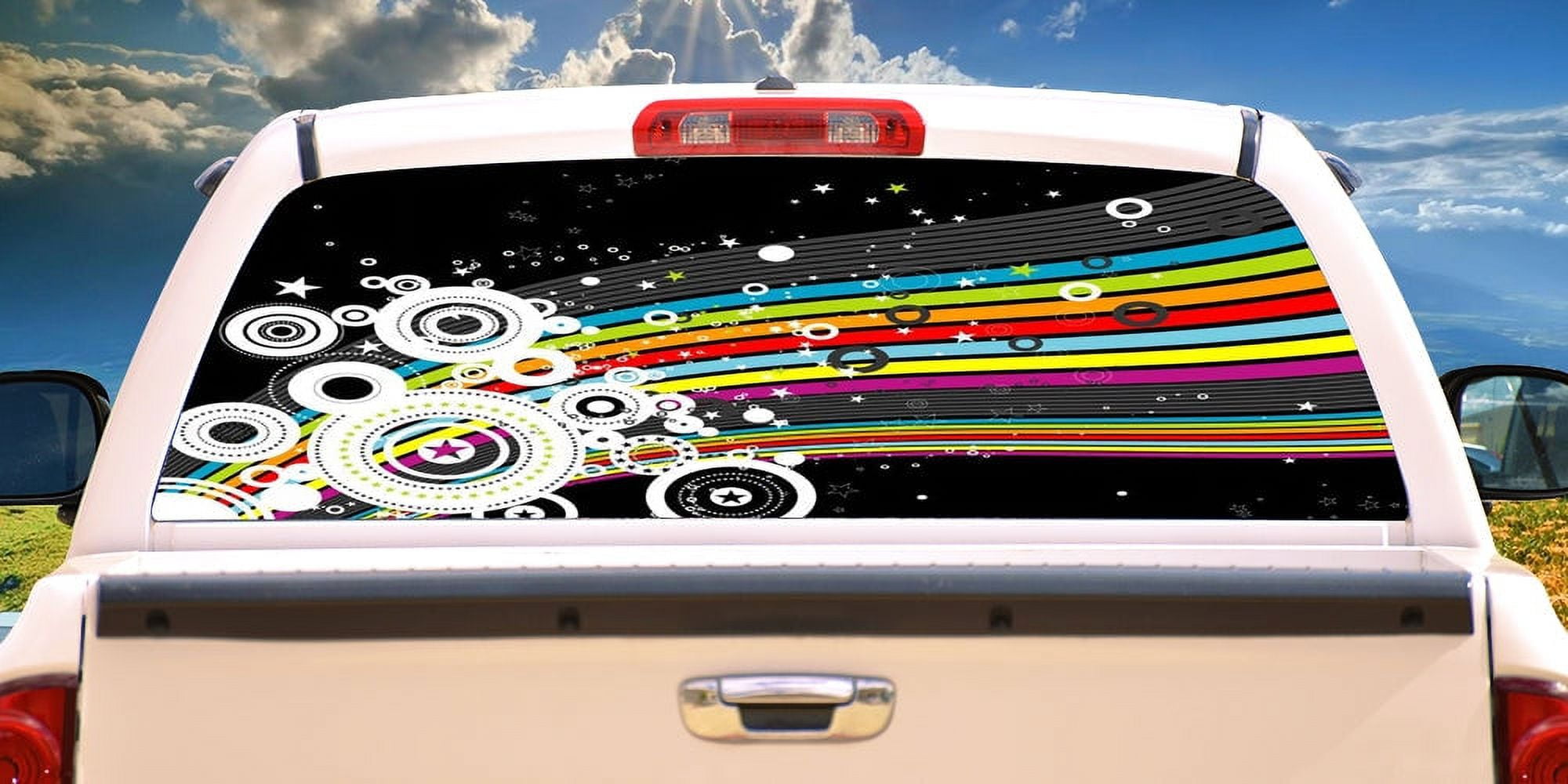 RAINBOW BLAST Rear Window Graphic back truck decal suv view thru vinyl ...
