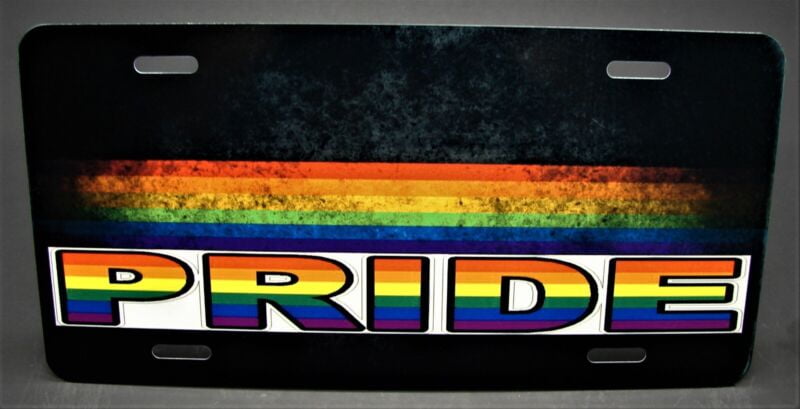 RAINBOW FLAG COLORS PRIDE LGBT MOVEMENT METAL CAR NOVELTY LICENSE PLATE ...