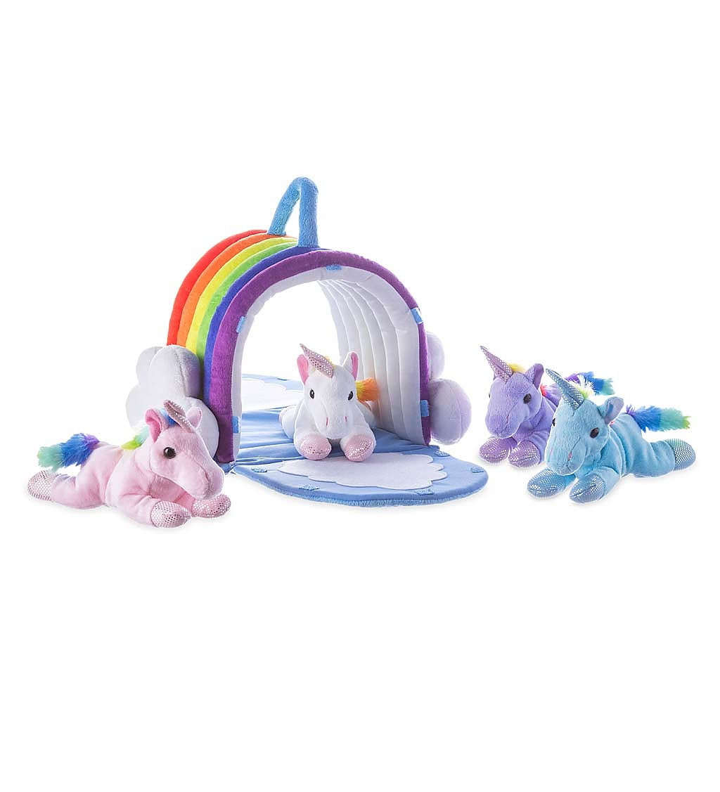 HearthSong Kids' Portable Plush Rainbow Unicorn Toy Stuffed Animals ...