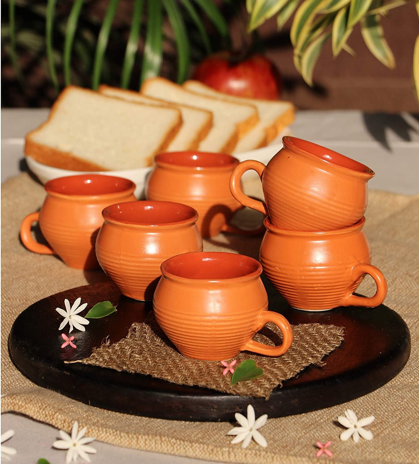 RAINCART Ceramic kulhad Set Cups Handmade kullad Tea Set kulhad chai ...