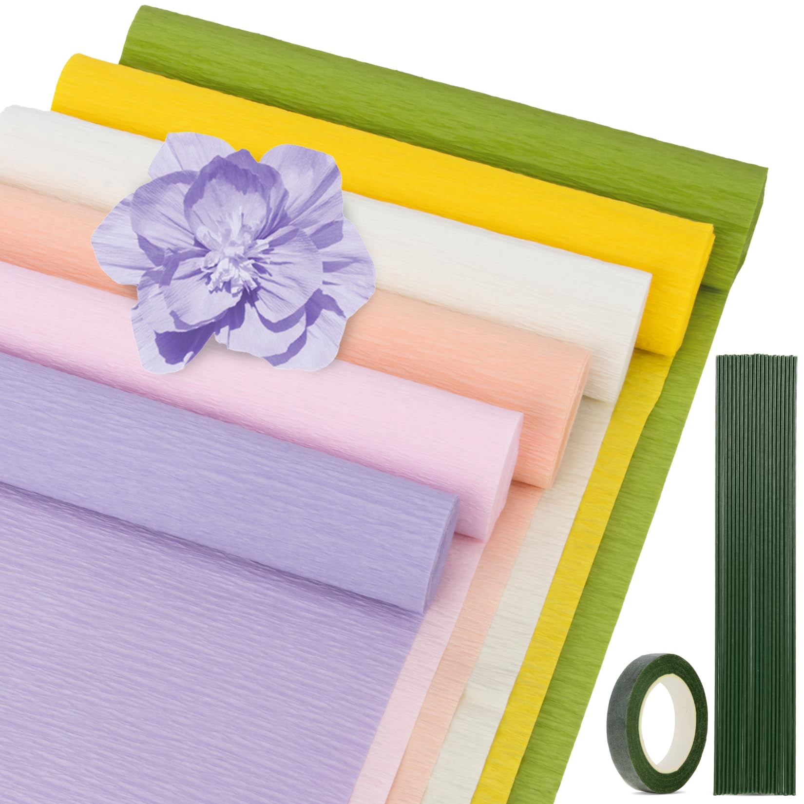 RAINFLOW 8 PCS Crepe IEF31 Paper Flower Kit - Crepe Paper Roll with ...