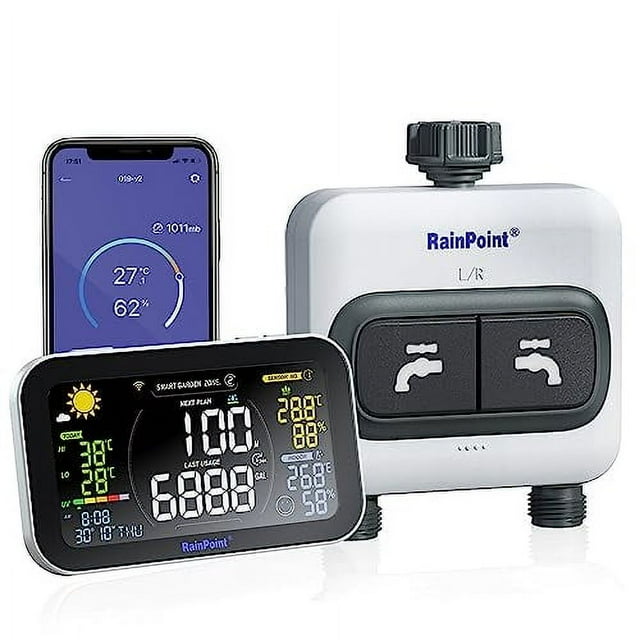 RAINPOINT 2 Outlets WiFi Sprinkler Timer, Automatic Water Garden ...