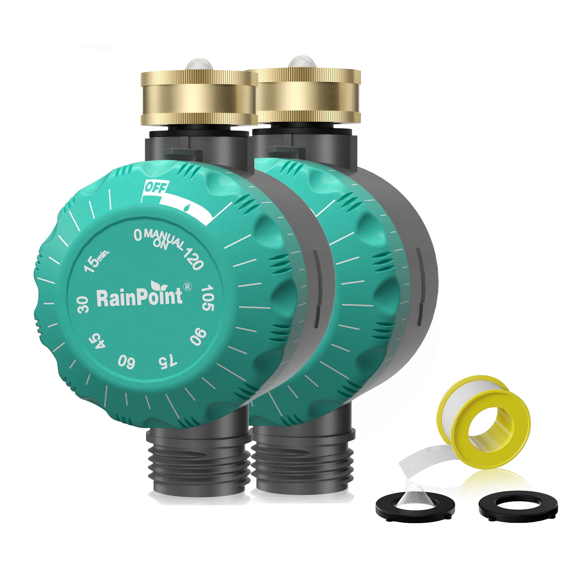 RAINPOINT 2-Pack Mechanical Sprinkler Timer With Brass Swivel, Water ...