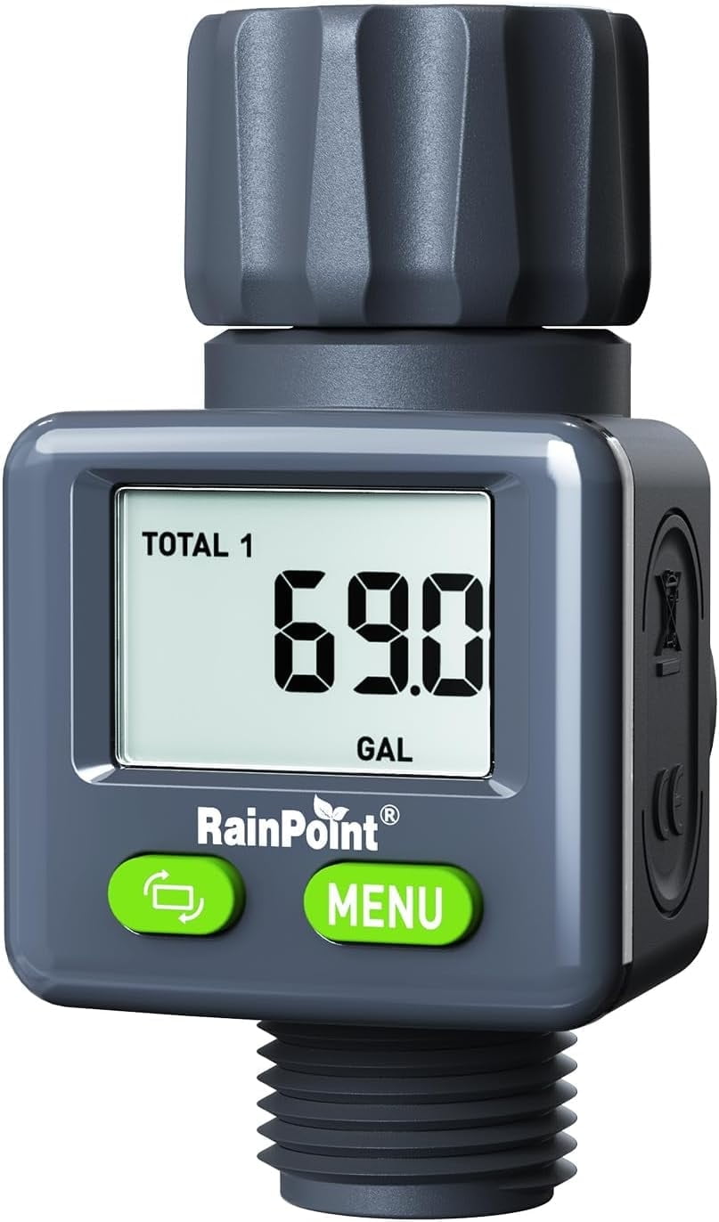 RainPoint Bi-Directional Wi-Fi Smart Garden Hose Flow Meter with Real ...