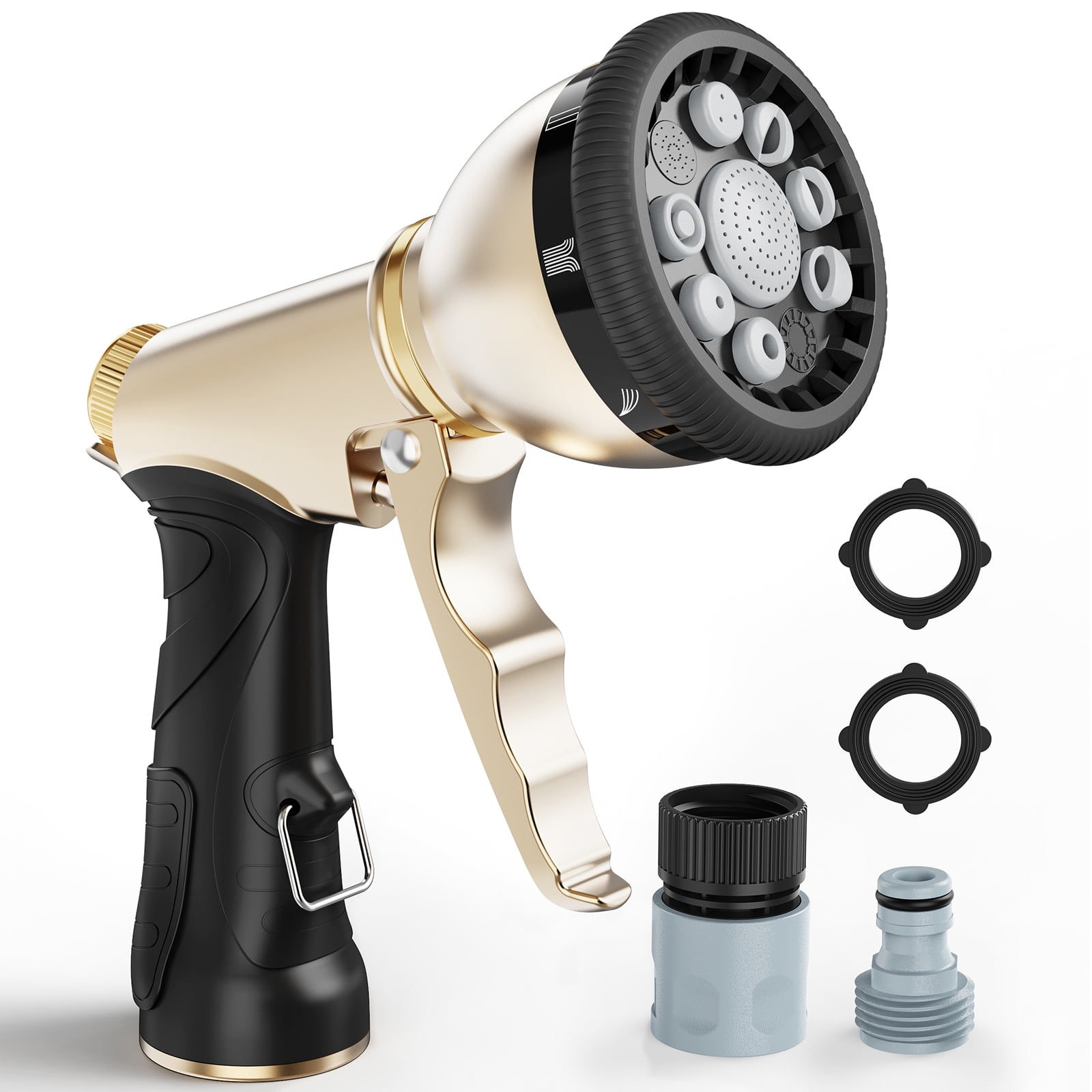 RAINPOINT Heavy Duty Garden Hose Nozzle - Metal Sprayer with 9 ...