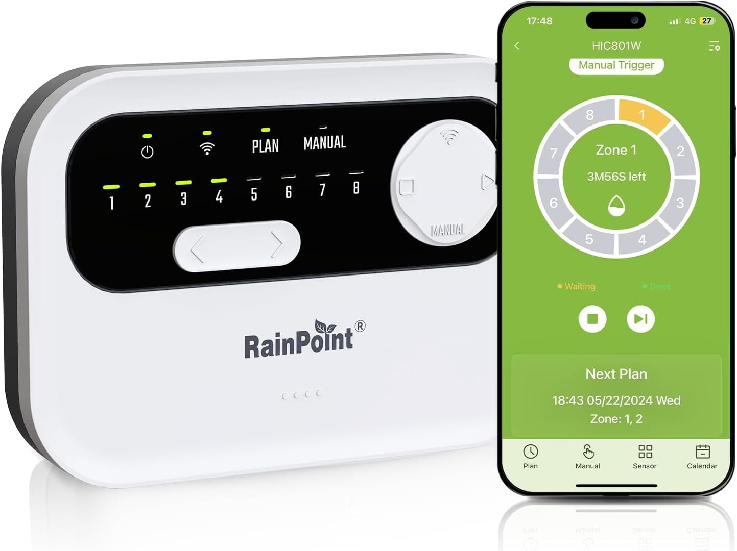 RAINPOINT Sprinkler Controller 8 Zone, Local Weather-Based Smart ...