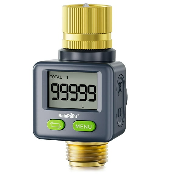 RAINPOINT Water Flow Meter HMF23 with Brass Inlet & Outlet, 180° Screen ...
