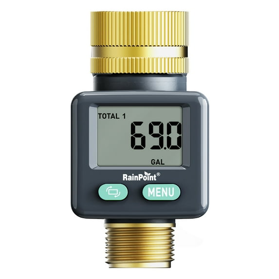 RainPoint Water Flow Meter, Gallon and Liter Counter, Brass Inlet, Leak ...