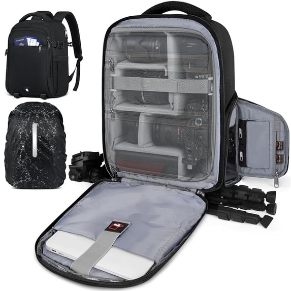 RAINSMORE Camera Backpack Camera Bag for Photographers DSLR SLR ...