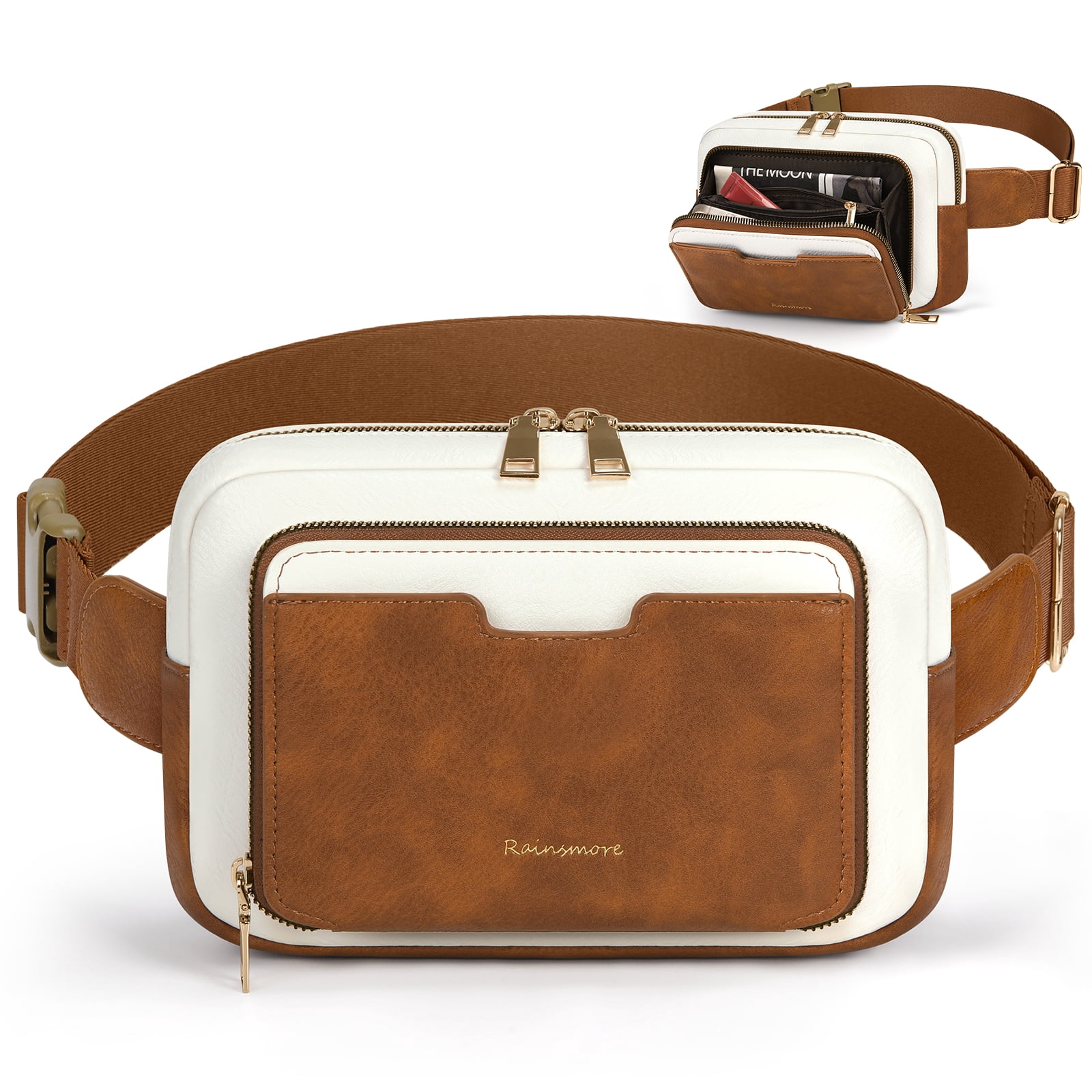 RAINSMORE Fanny Packs for Women, Leather Belt Bag Waterproof Everywhere ...